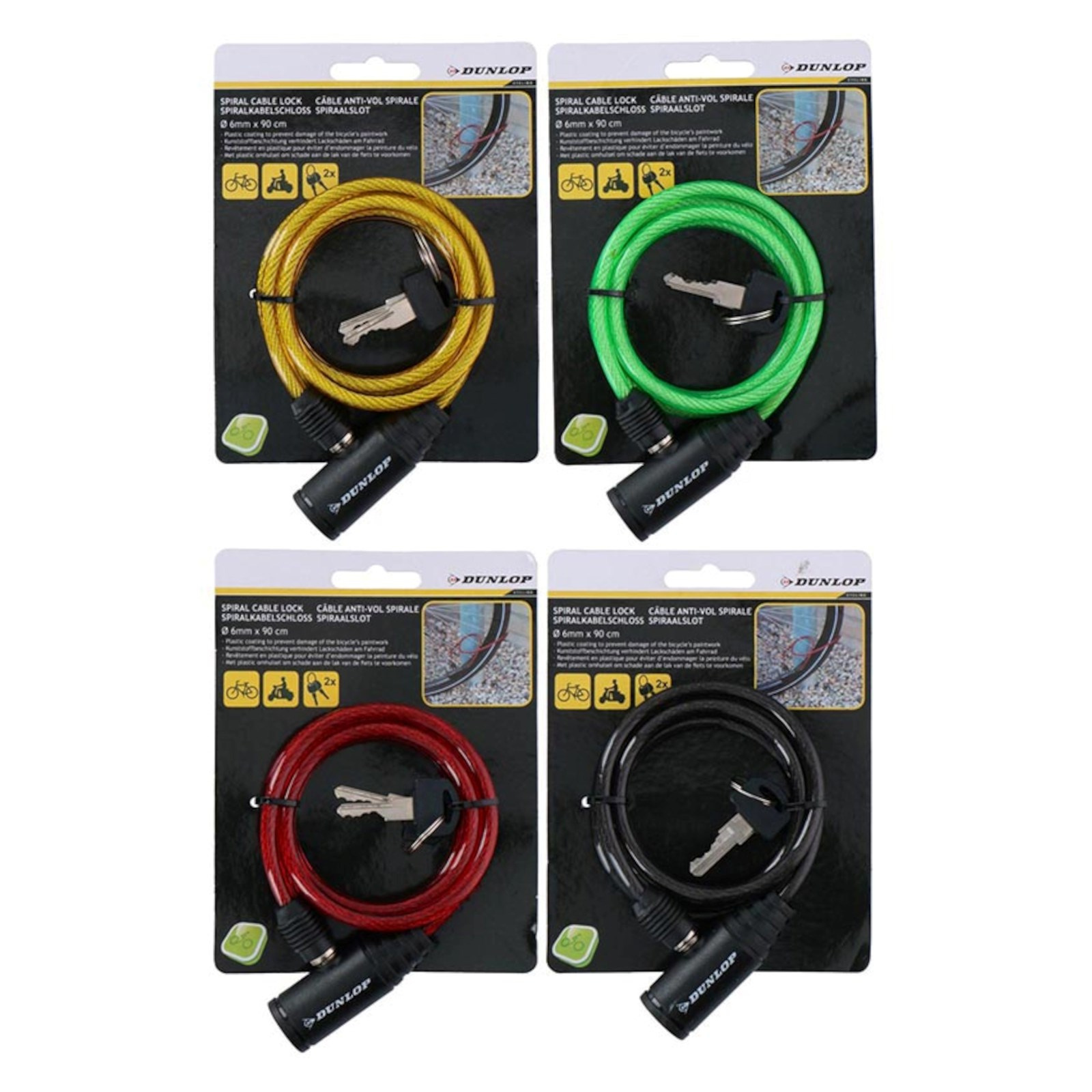 Zapięcie do roweru spiralne na klucz 90 cm czerwone Dunlop - Extrabiuro.pl