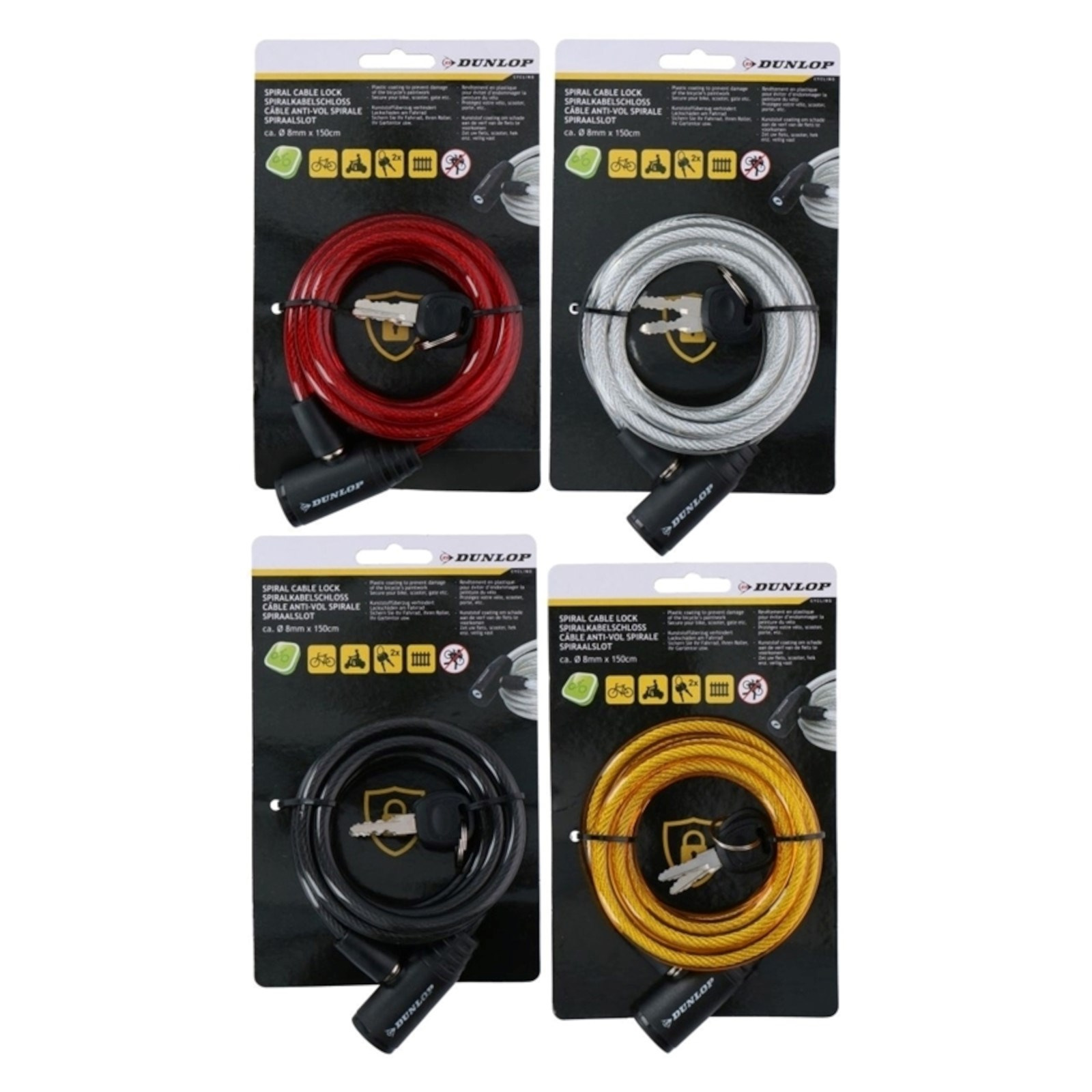 Zapięcie do roweru spiralne na klucz czerwone Dunlop - Extrabiuro.pl